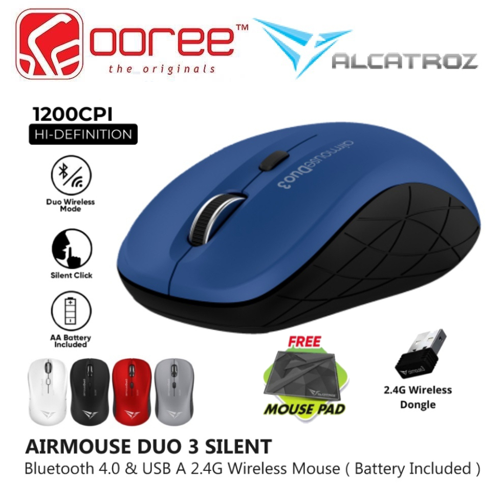 ALCATROZ AIRMOUSE DUO 3 WIRELESS + 2.4G BLUETOOTH MOUSE / 1200 CPI ...