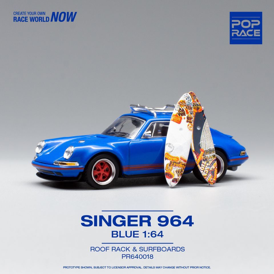 Pop Race 1/64 ( PR640018 ) Singer 964 with Roof Rack and Surfboards ...