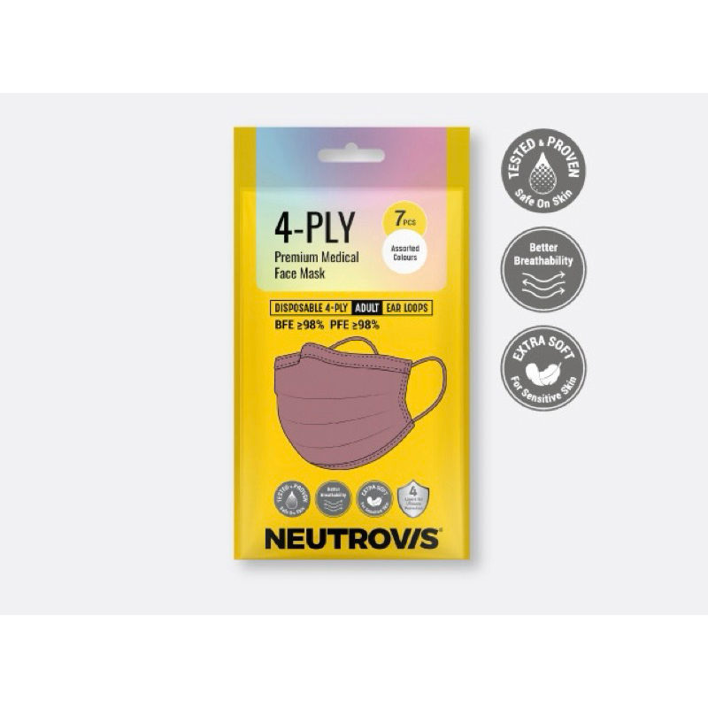Neutrovis 4-Ply Premium Medical Face Mask 7 Piece Per Pack Assorted ...