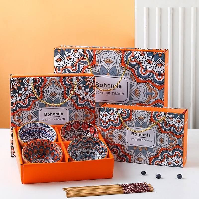 Bohemian Rice Bowl Porcelain Bowl set Ceramic Bowl Mangkuk Keramik Soup ...