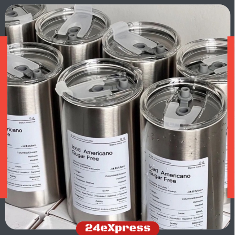 【READY】 INS 600ml Big Ice Coffee Industrial Style Stainless Steel Handy Cup with Drinking Straw ...