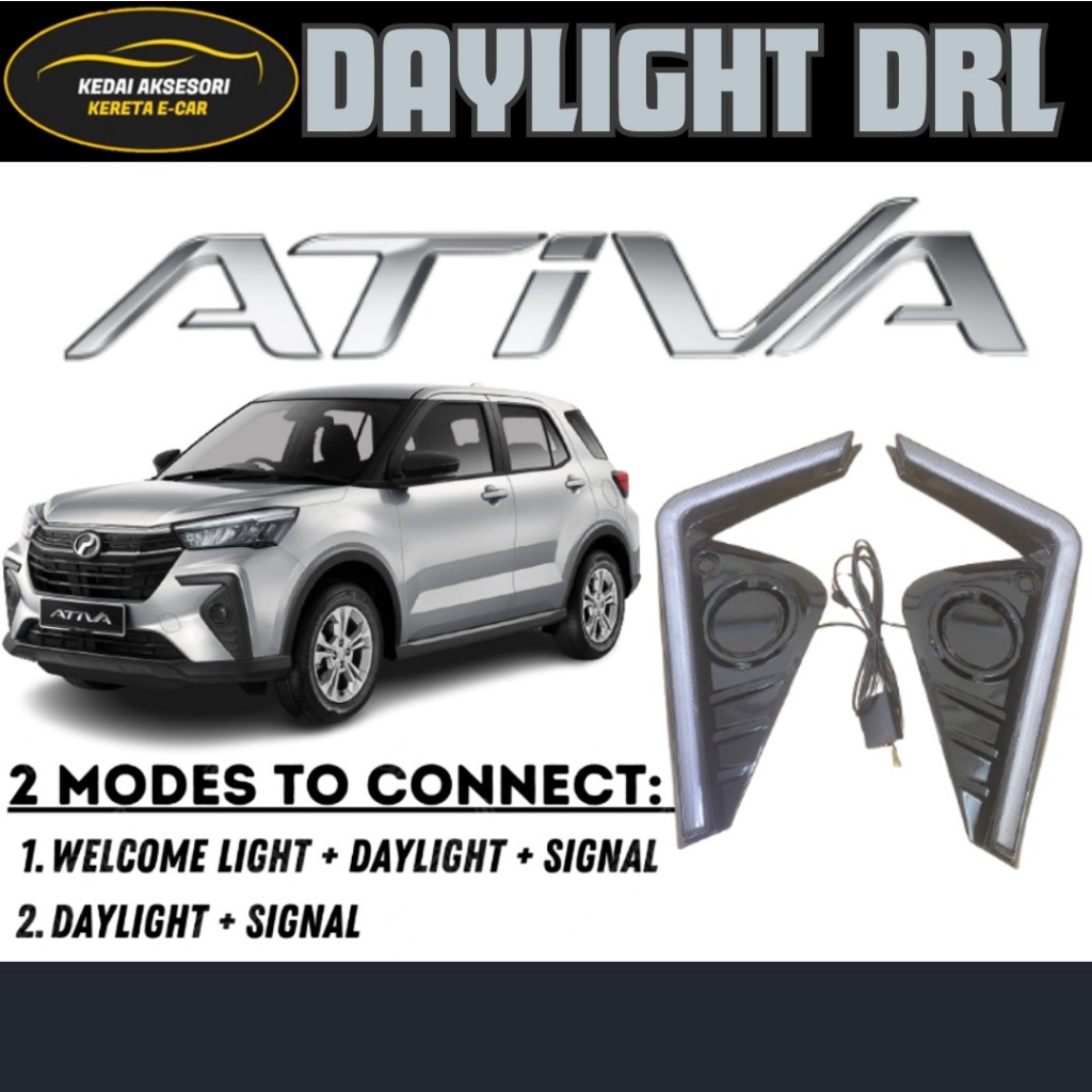 Perodua Ativa (2021-2023) LED Daylight DRL Foglamp Cover Foglight ...