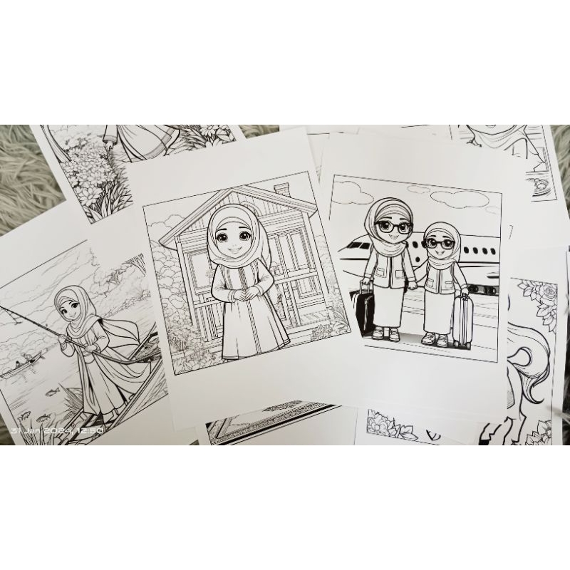 Cute Hijabi Girl Coloring Pages | Shopee Malaysia