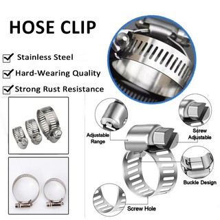 SS 304 Stainless Steel Hose Clip Clamp / Oil Clip Adjustable Hose Pipe ...