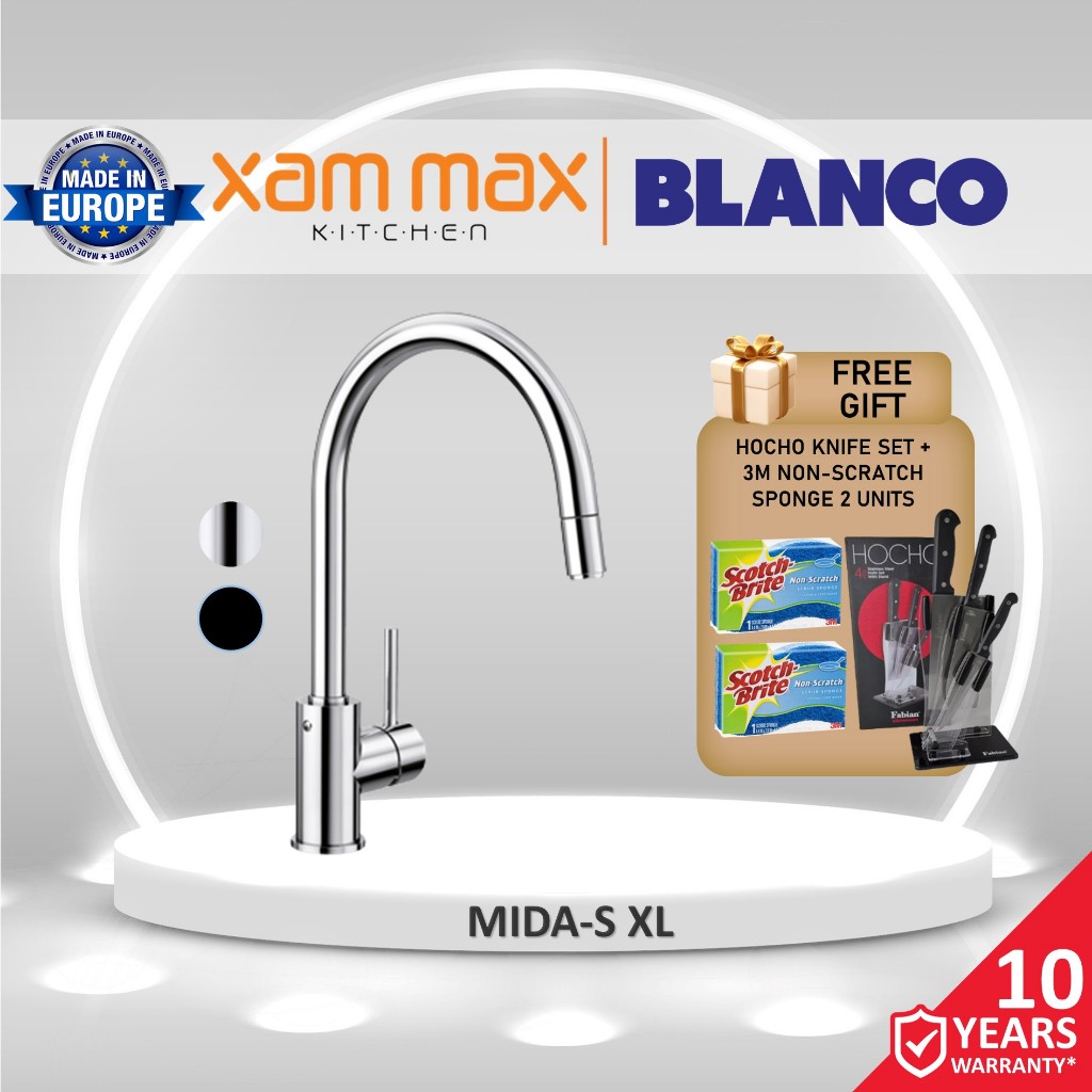 Blanco Mida-S XL Sink Mixer | Pull Down Spray | Black Matt | Brass ...
