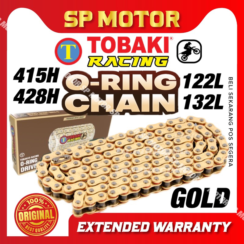 TOBAKI Racing HEAVY DUTY Rantai O RING GOLD Chain Motor 415 420 428 140 ...