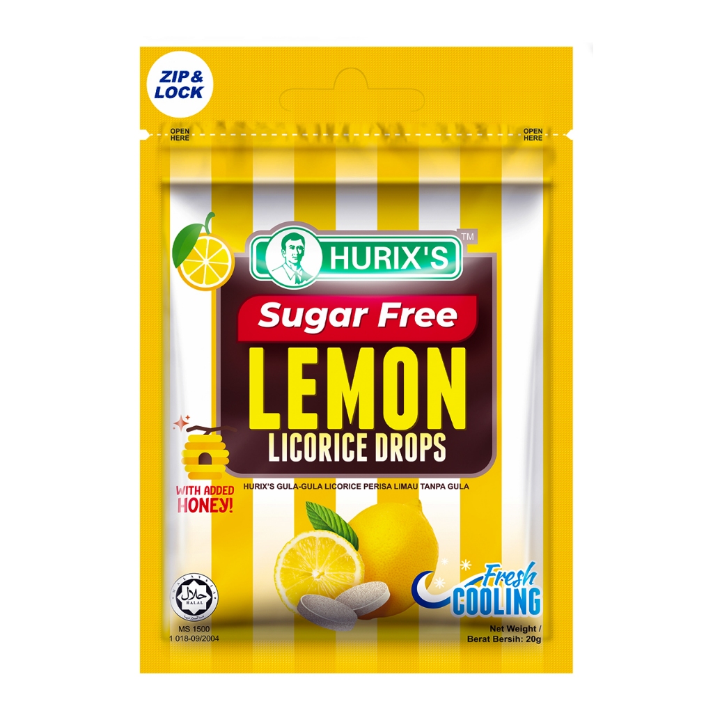 HURIX'S Sugar Free Lemon Licorice Drops (20gm) - throat discomfort ...