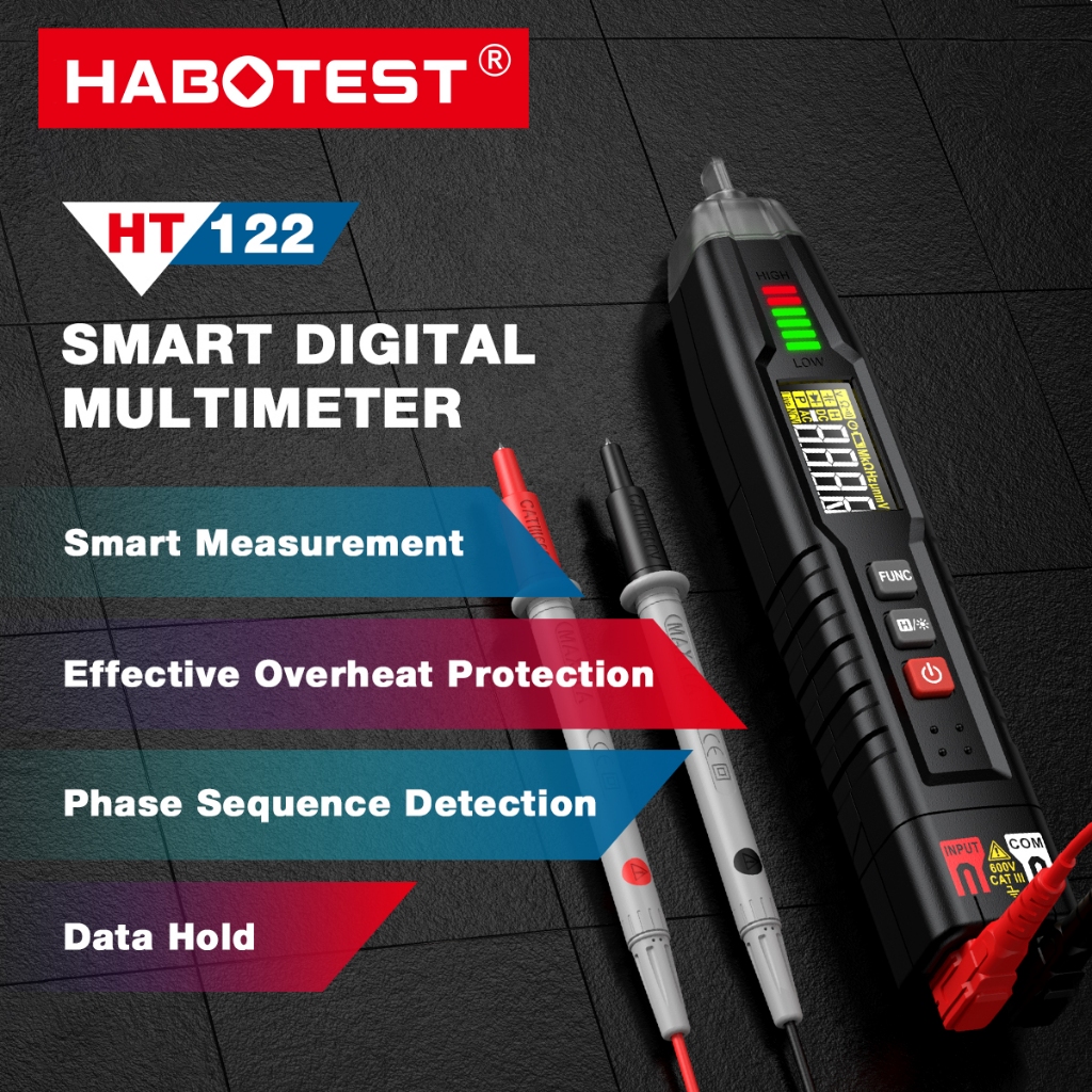 HABOTEST🔥HT122 Pen Type Multimeter 600V AC/DC Voltage Detector NCV ...