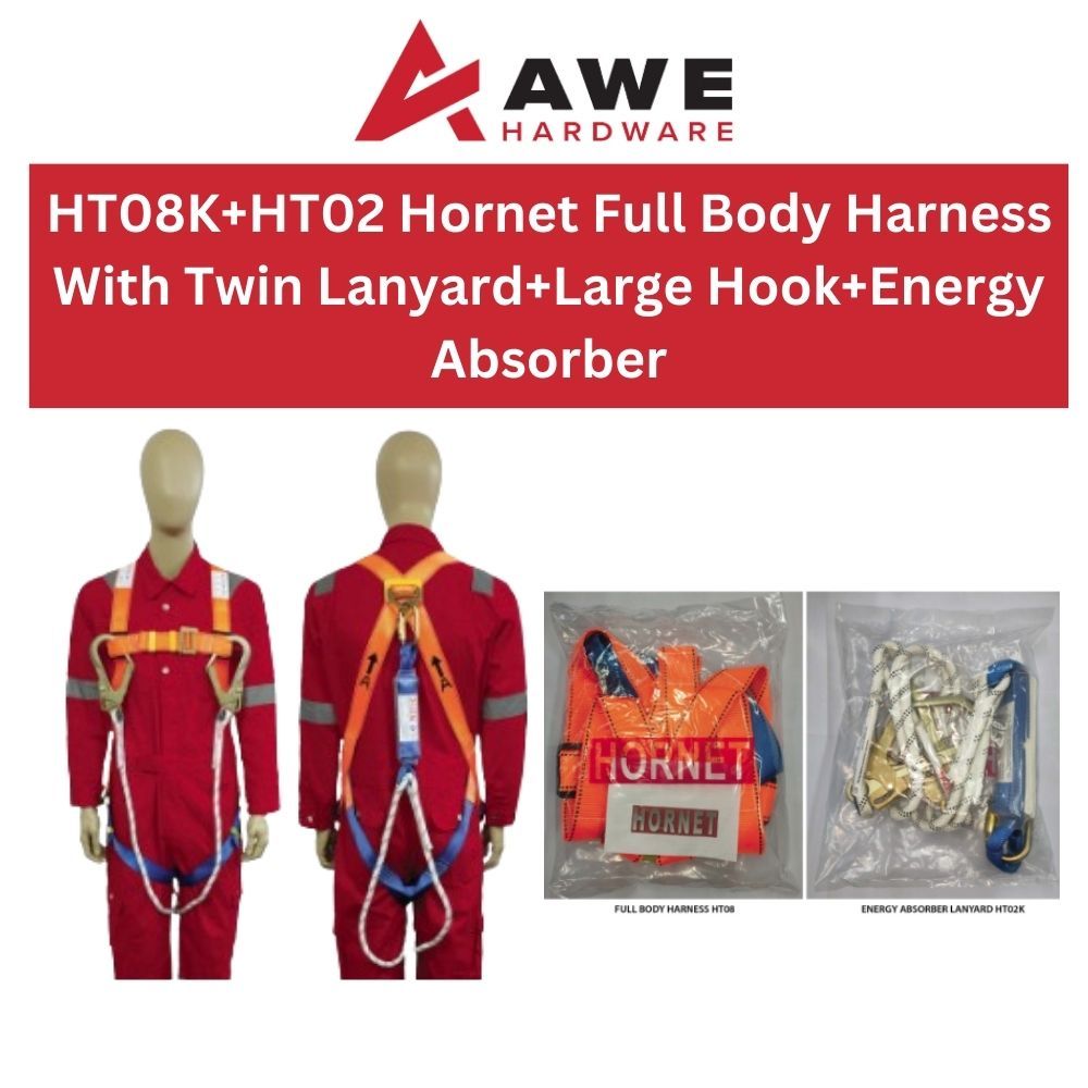 AWE Hornet Full Body Harness With Twin Lanyard Large Hook Energy ...