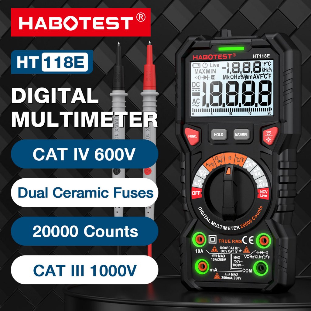 HABOTEST🔥HT118 Digital Multimeter Ture RMS Auto Range NCV Hz 1000V AC ...