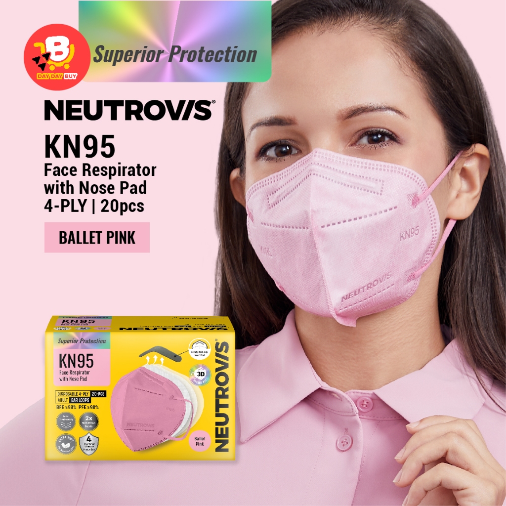 Neutrovis KN95 Face Respirator 20s - Ballet Pink (NOSE PAD) | Shopee ...