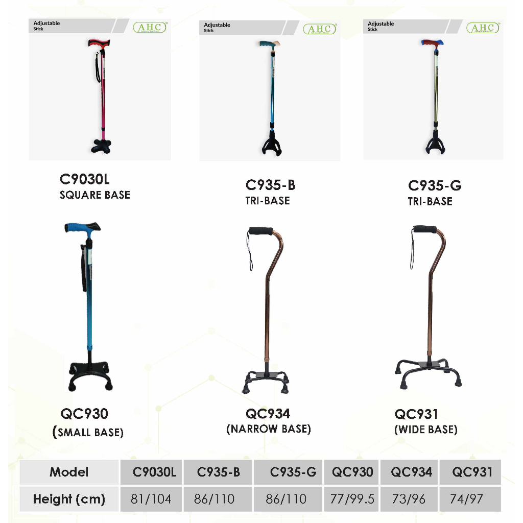 Mer's Cane for Square Base , Tri-Base(3 legged base cane ) ,Quadcane (4 ...