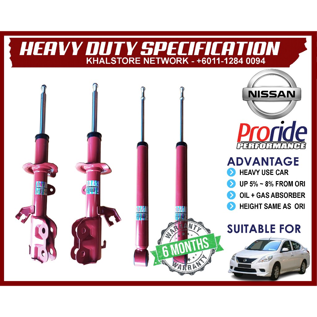 Proride Nissan Almera Heavy Duty Absorber G3 N17 HDuty (2pcs, 4pcs ...