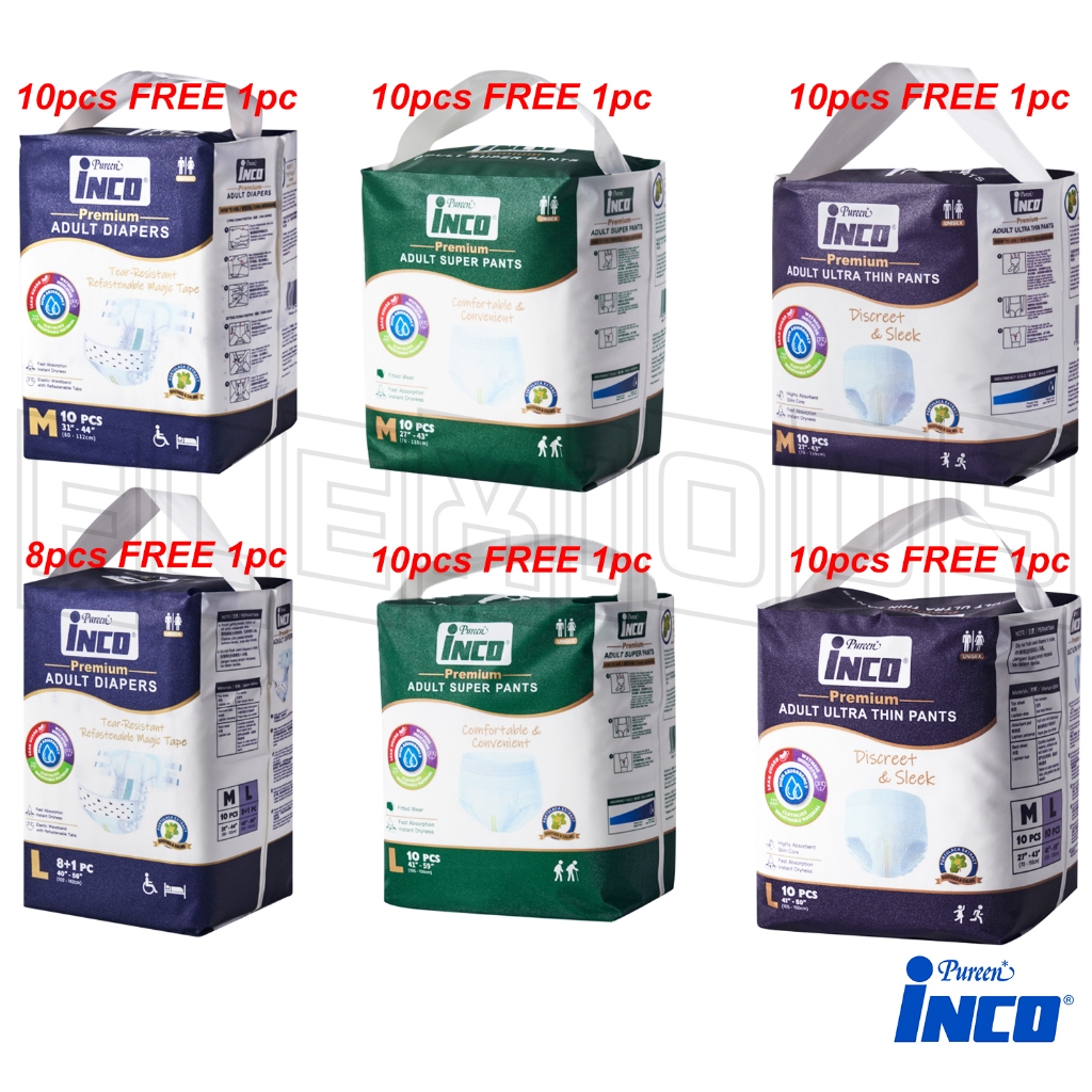 *PUREEN* INCO Adult Diapers ( Tape ), ( Super Pants Pull-up ), ( Ultra ...