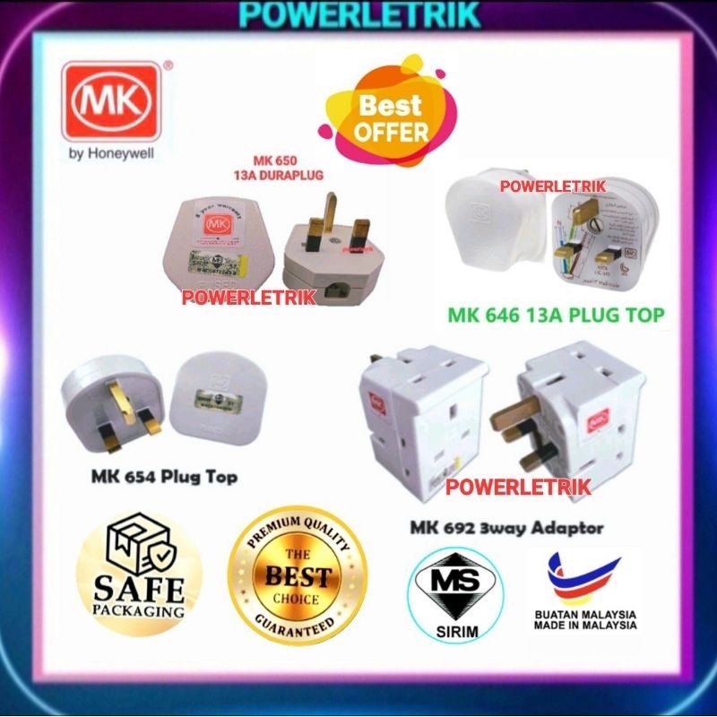 *READY STOCK* MK 692 3WAY ADAPTOR / MK 515WHI 15A PLUG TOP / MK 650 WHI ...