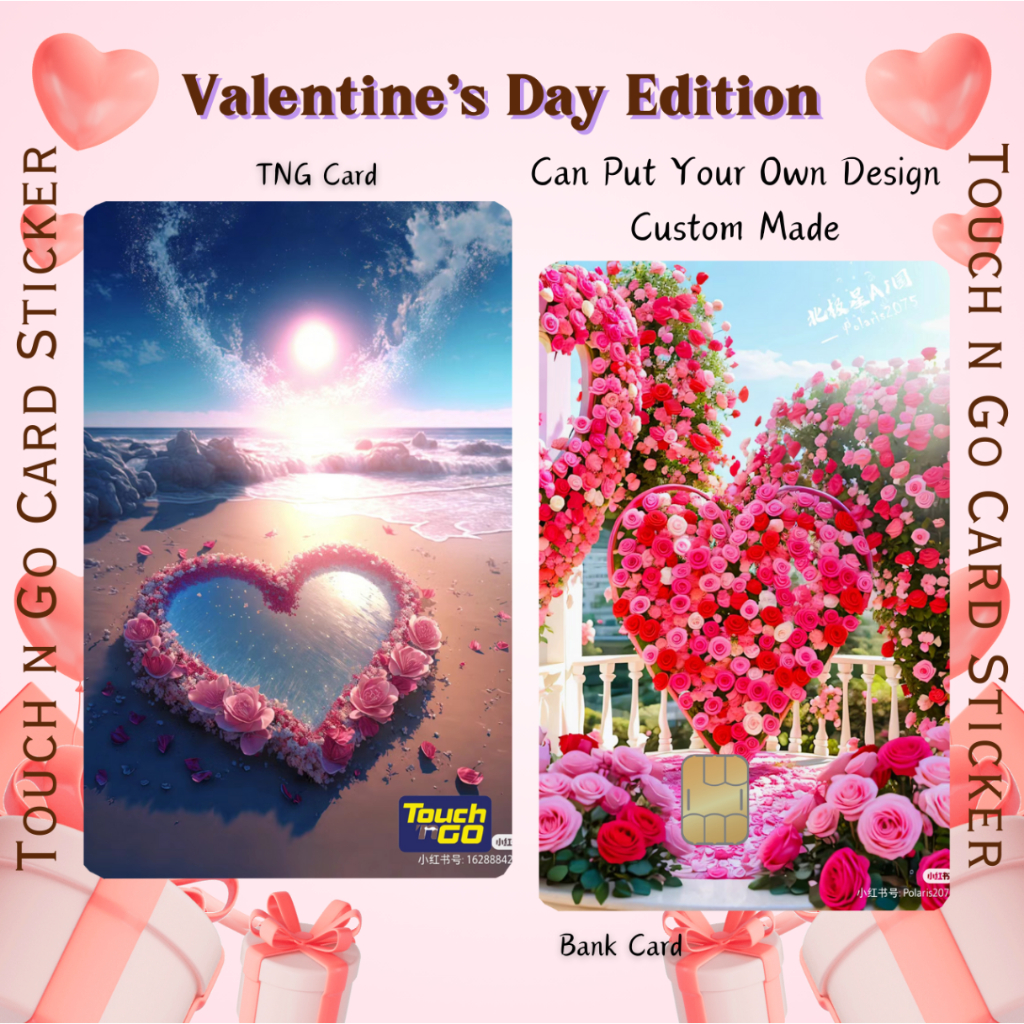 💖 Valentine 's Days 💖 Love Heart Touch n Go Card Sticker ATM CARD SMART ...