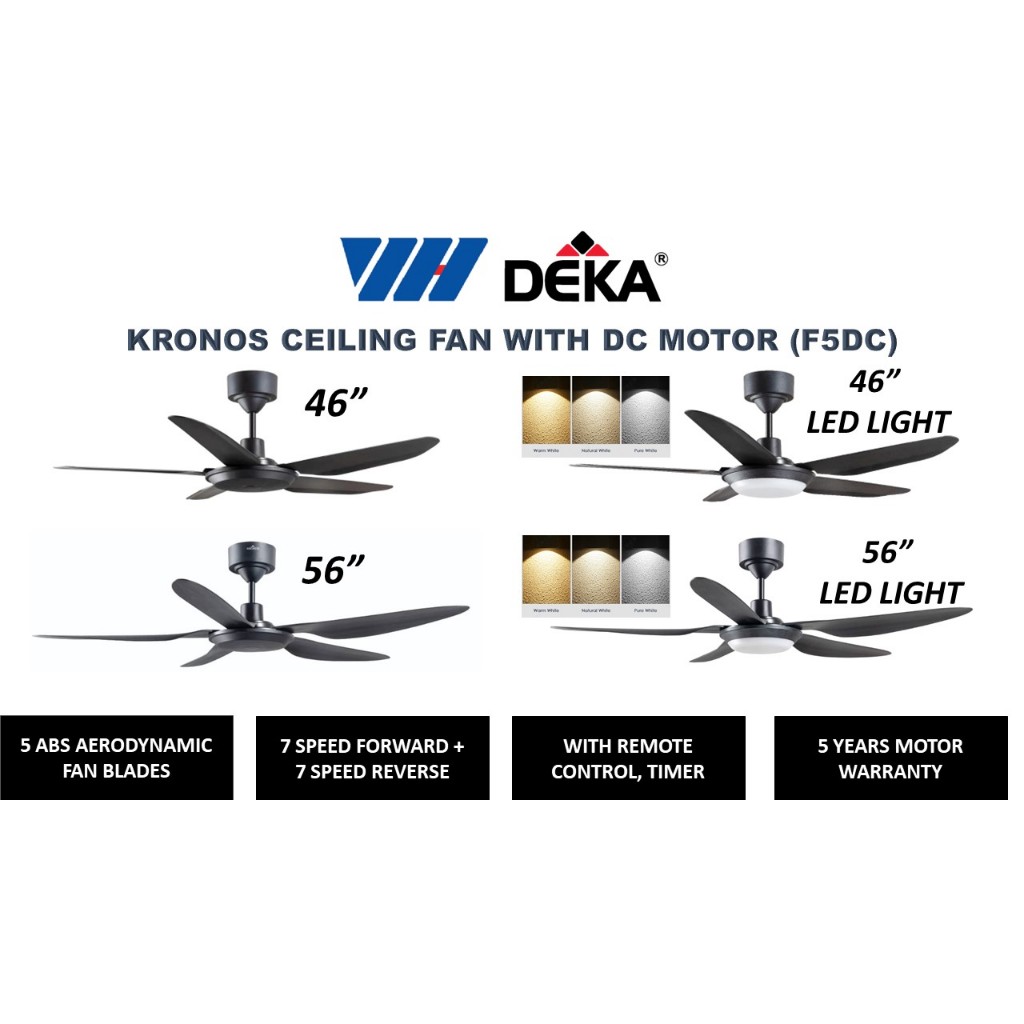 Kronos (Deka Product) Ceiling Fan With DC Motor With LED Light or ...