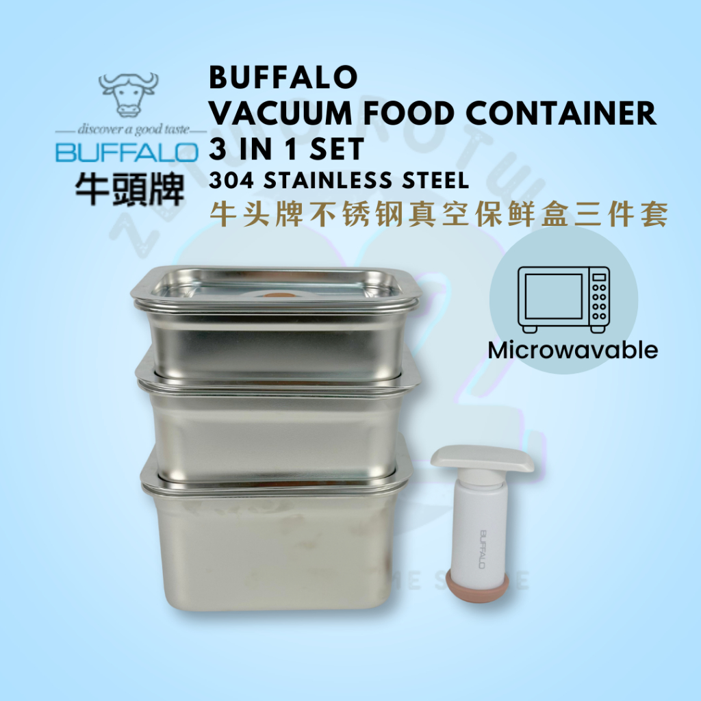 Buffalo Vacuum Food Container 3 in 1 set (1200ml/1500ml/2000ml) 304 ...