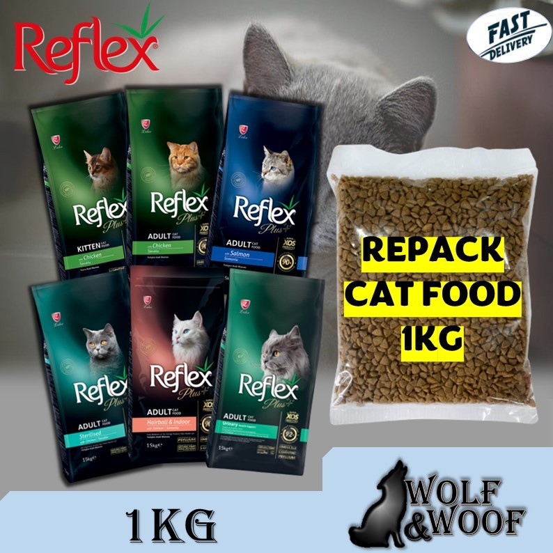 REFLEX PLUS REPACK 1KG Dry PREMIUM Protein Cat Food Salmon Chicken ...
