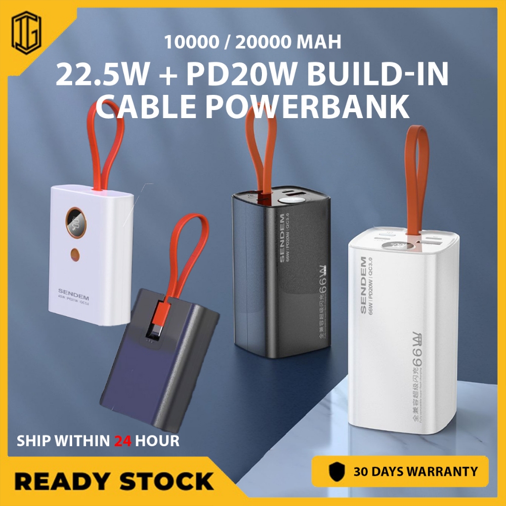 PH10/PH20 22.5W+PD20W Mini Built-In Type-C Cable 10000mah/20000mah ...