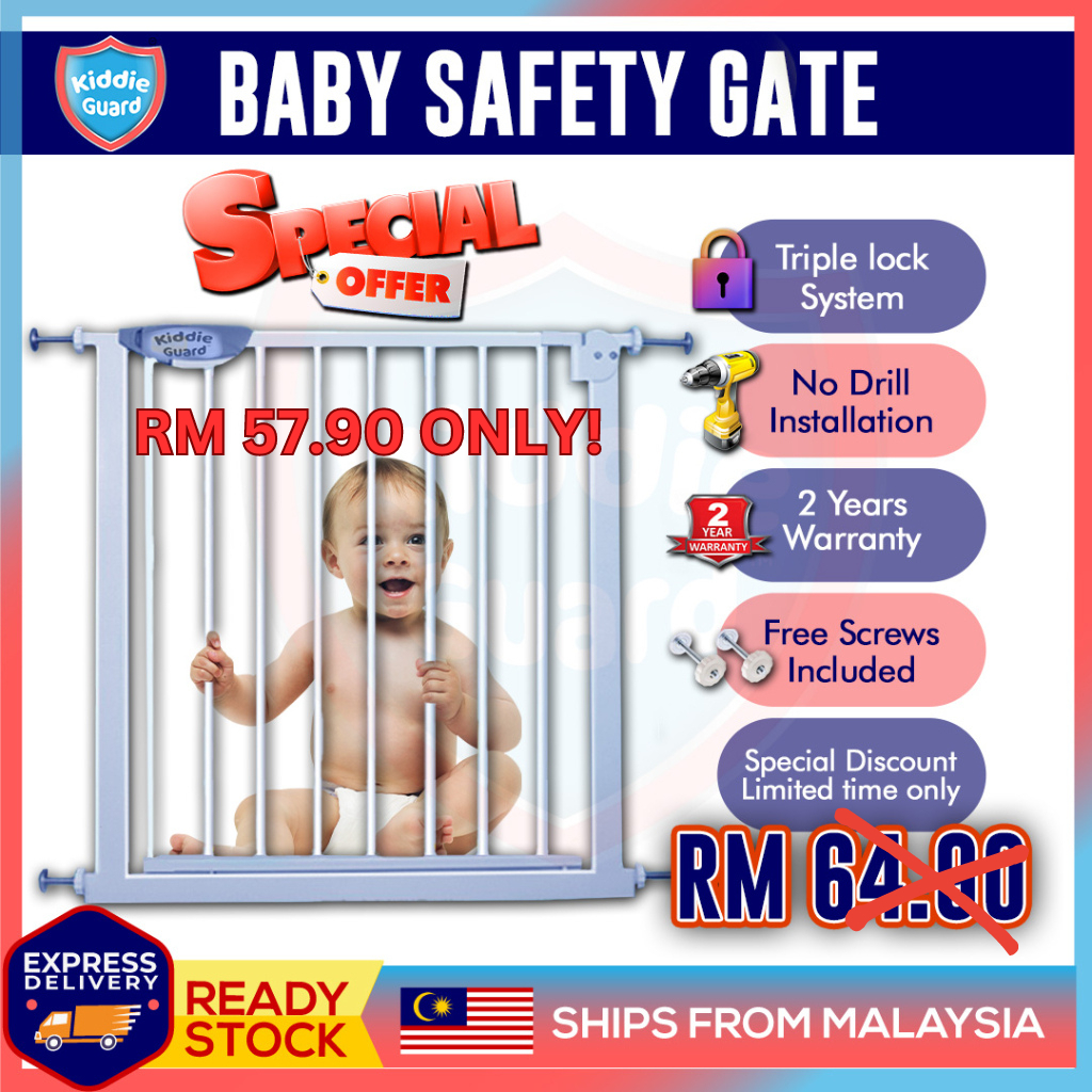 Stock Clearance 3 Lock Pagar Baby Safety Gate 75CM - 164CM with Auto ...