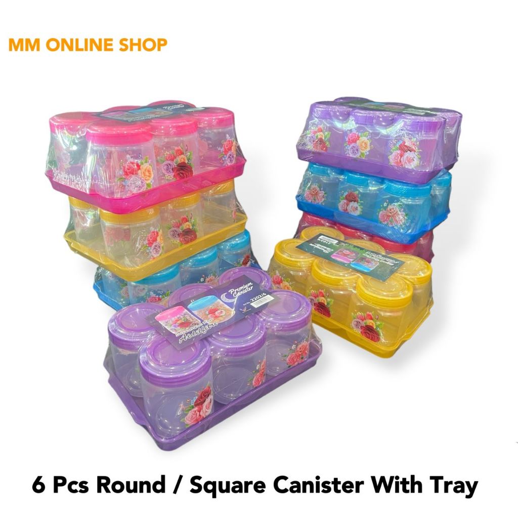 (READY STOCK) Bekas Kuih Raya 6pcs 900ml / 1000ml Canister With Tray ...