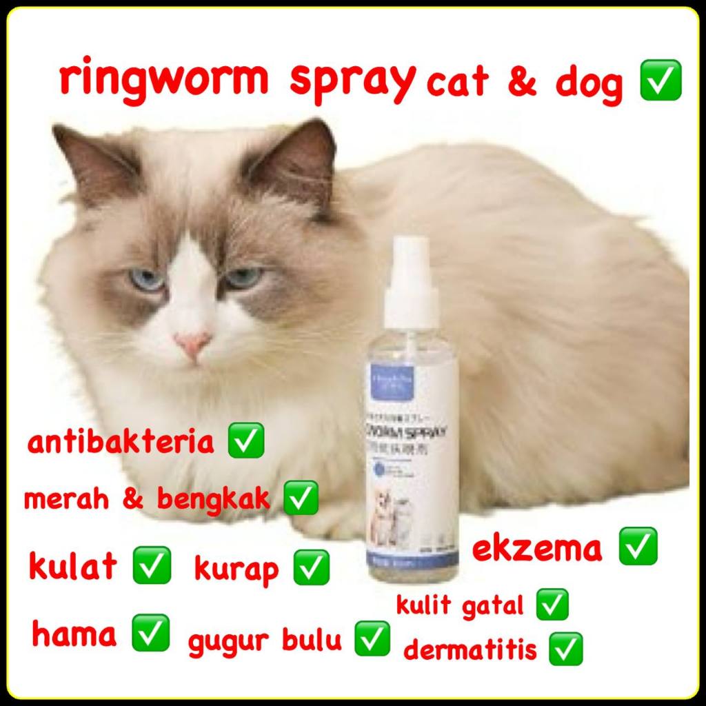 100ML Ringworm Spray for Cat Dog Pet Spray Kucing Kurap Fungus Gatal ...