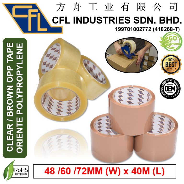 🔥CLEAR / BROWN OPP TAPE🔥【CFL】48 / 72MM X 40METERS 长度 LENGTH X 45/50MIC ...