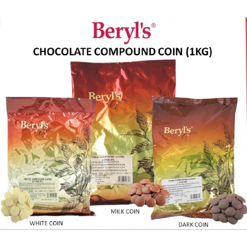 Beryls chocolate coins dark milk white / 巧克力币 / coklat coin 1kg & 500gm ...