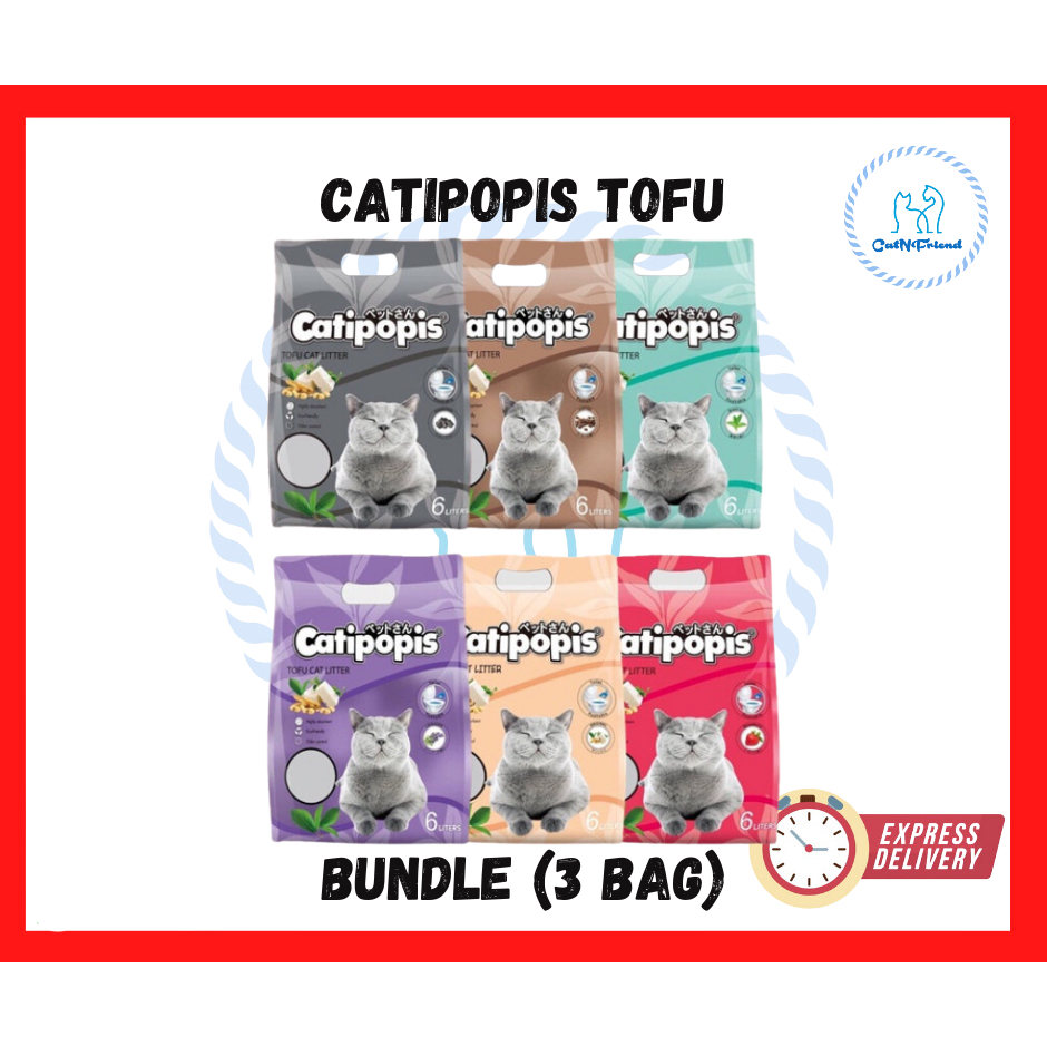 Catipopis Flushable Tofu Cat Litter - 2.4kg / 6L (Bundle 3 Bag ...