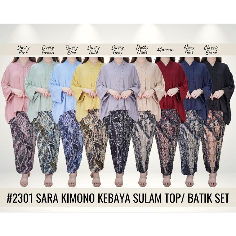 Sara/EDORA Kaftan Kebaya / batik pleated | Shopee Malaysia