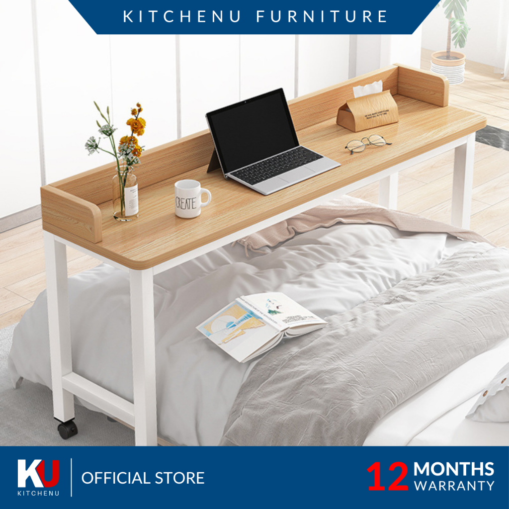 KITCHENU™Bed Computer Desk Movable Desk Cross Bed Table Lazy Bed Desk ...