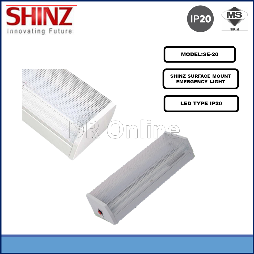 Shinz SE-20 LED Surface Type Emergency Light Sirim Approved Bomba ...