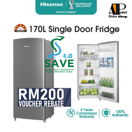 Hisense 170L Single Door Refrigerator RR-195D4AGN/NEW RR-198D4AGN BLACK ...