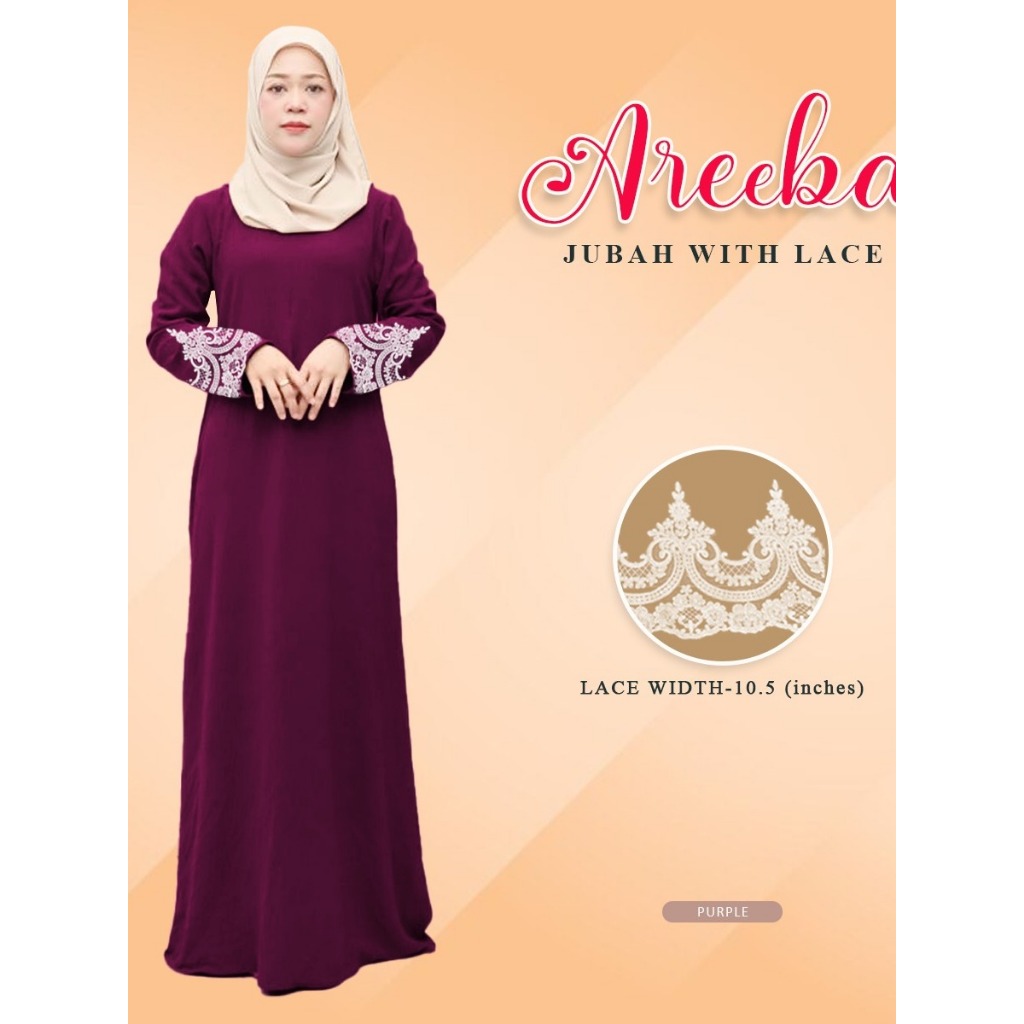 Jubah Areeba for Ramzan Ready stock Muslimah ironless cey Cotton Plus Size | Shopee Malaysia