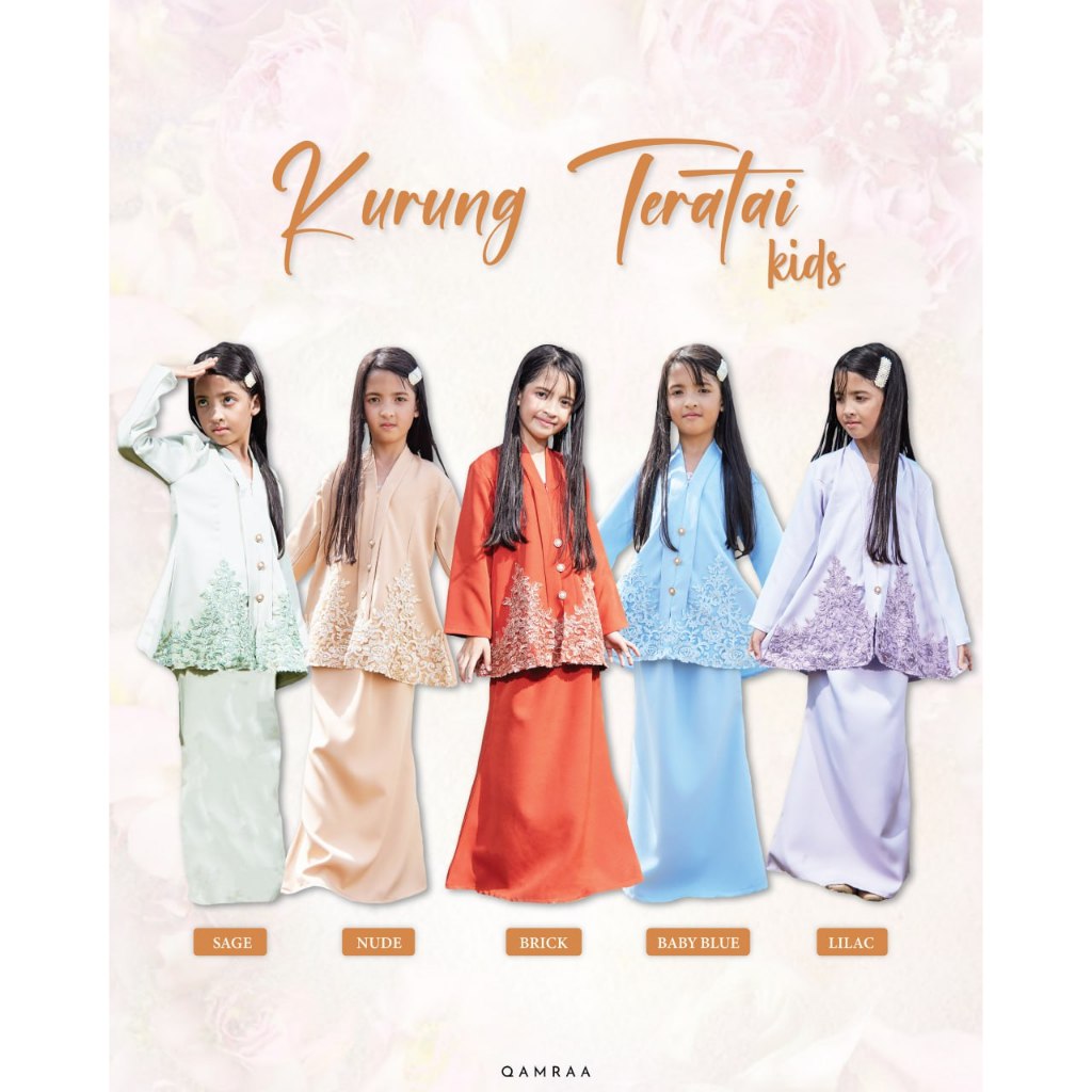 KEBAYA TERATAI QAYA KIDS RTW BY QAMRAA LACE RAYA BASIC DAILY | Shopee Malaysia