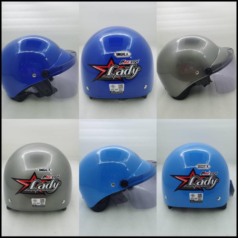 🇹🇭 ORI INDEX LADY HELMET WITH SMOKE VISOR 🇹🇭 ORIGINAL THAILAND STYLE HALF TOPI KELEDAR PEREMPUAN ...