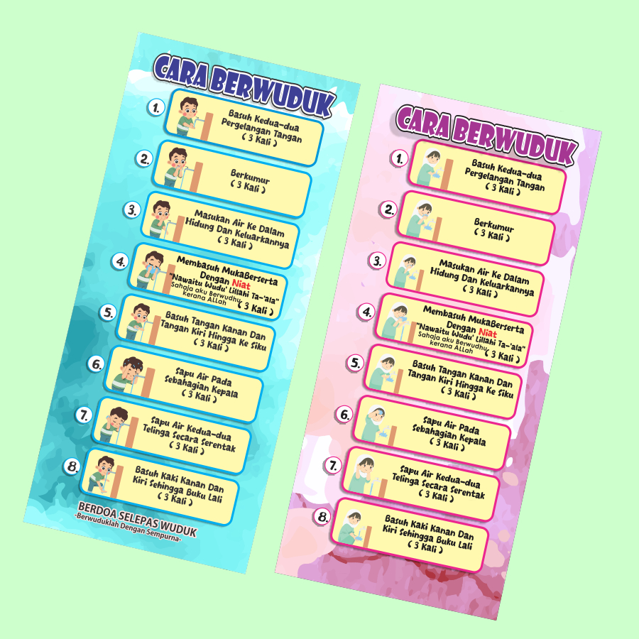 Sticker WATERPROOF Panduan Cara Berwuduk Kanak-Kanak | Mengajar cara ...