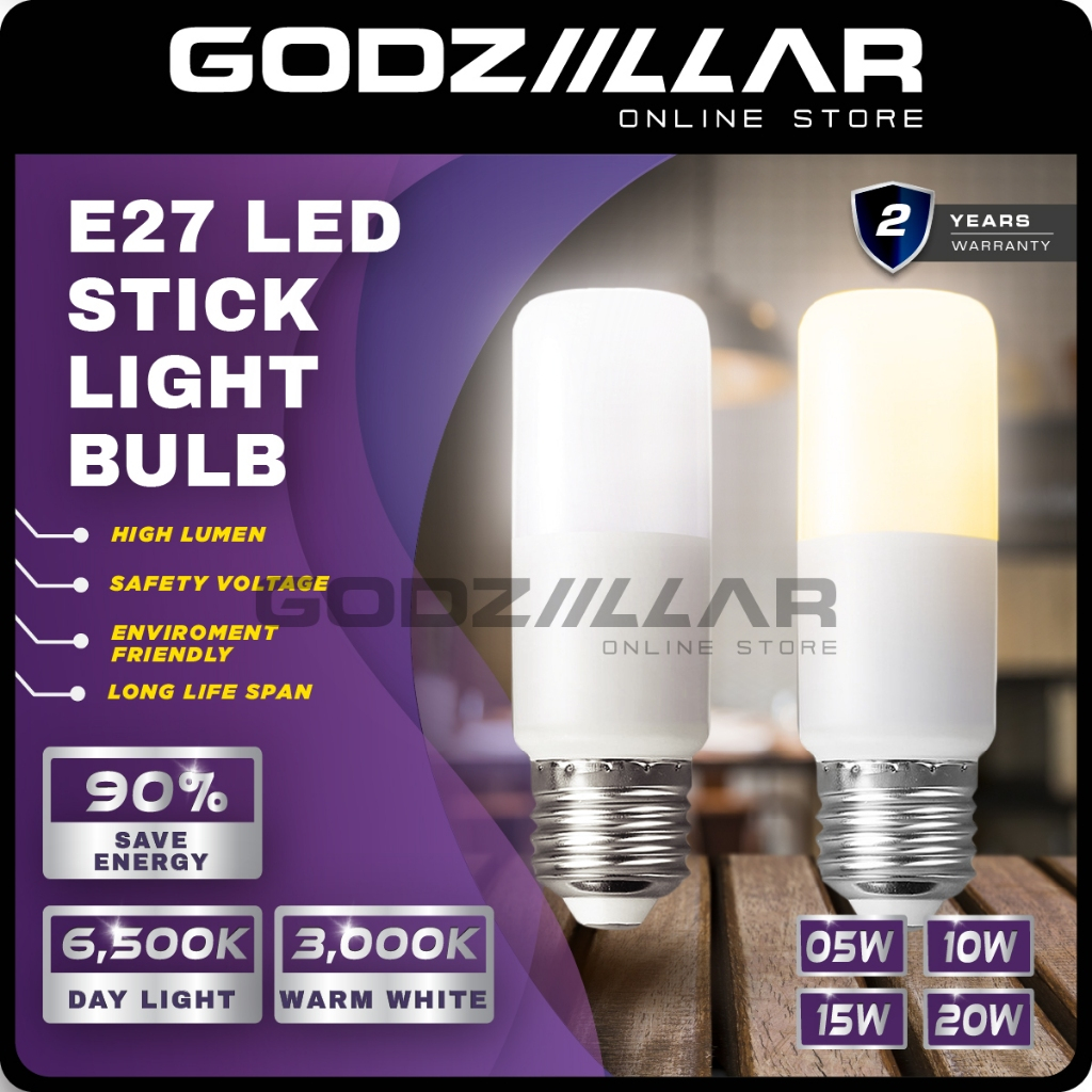 E27 LED Stick Light Bulb Mentol 6500K Daylight & 3000K Warm White | Lampu Energy Saving Lamp ...