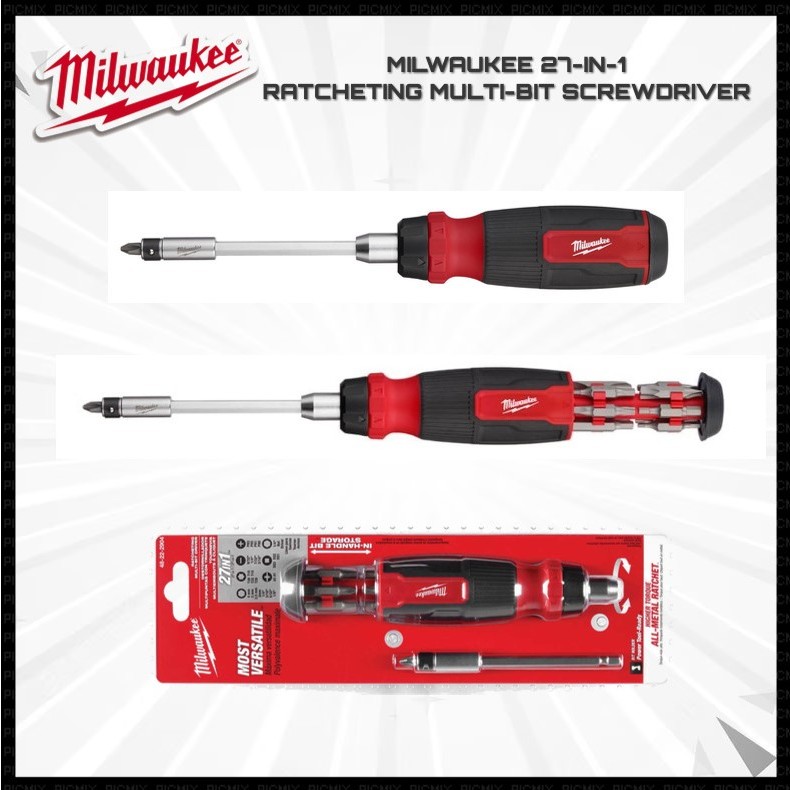 MILWAUKEE 27-in-1 Ratcheting Multi-Bit Screwdriver 48-22-2904 (Ready Stock!!) | Shopee Malaysia