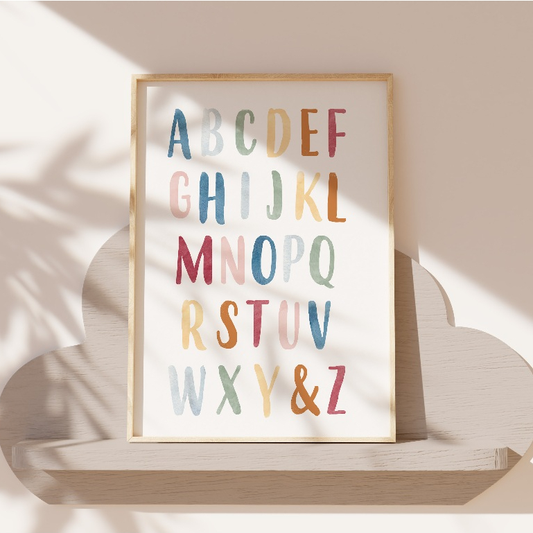 Learning Alphabet ABC Poster with frame in Rainbow theme (Nursery ...
