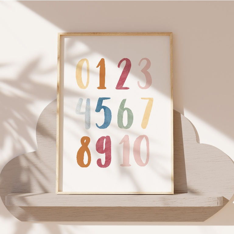 Learning Numbers 0-10 Poster with frame in Rainbow theme (Nursery ...