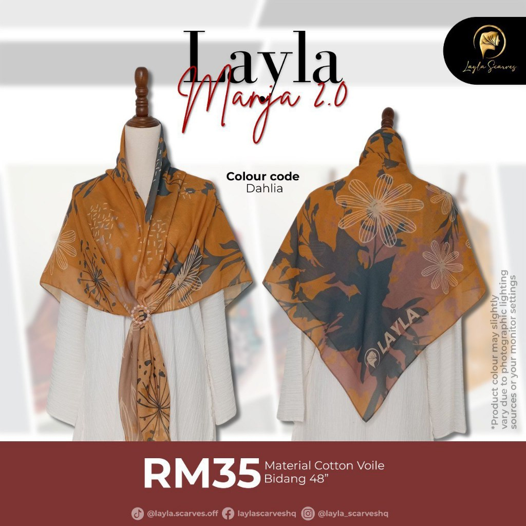 Tudung Bawal Layla Manja (DAHLIA) | Shopee Malaysia