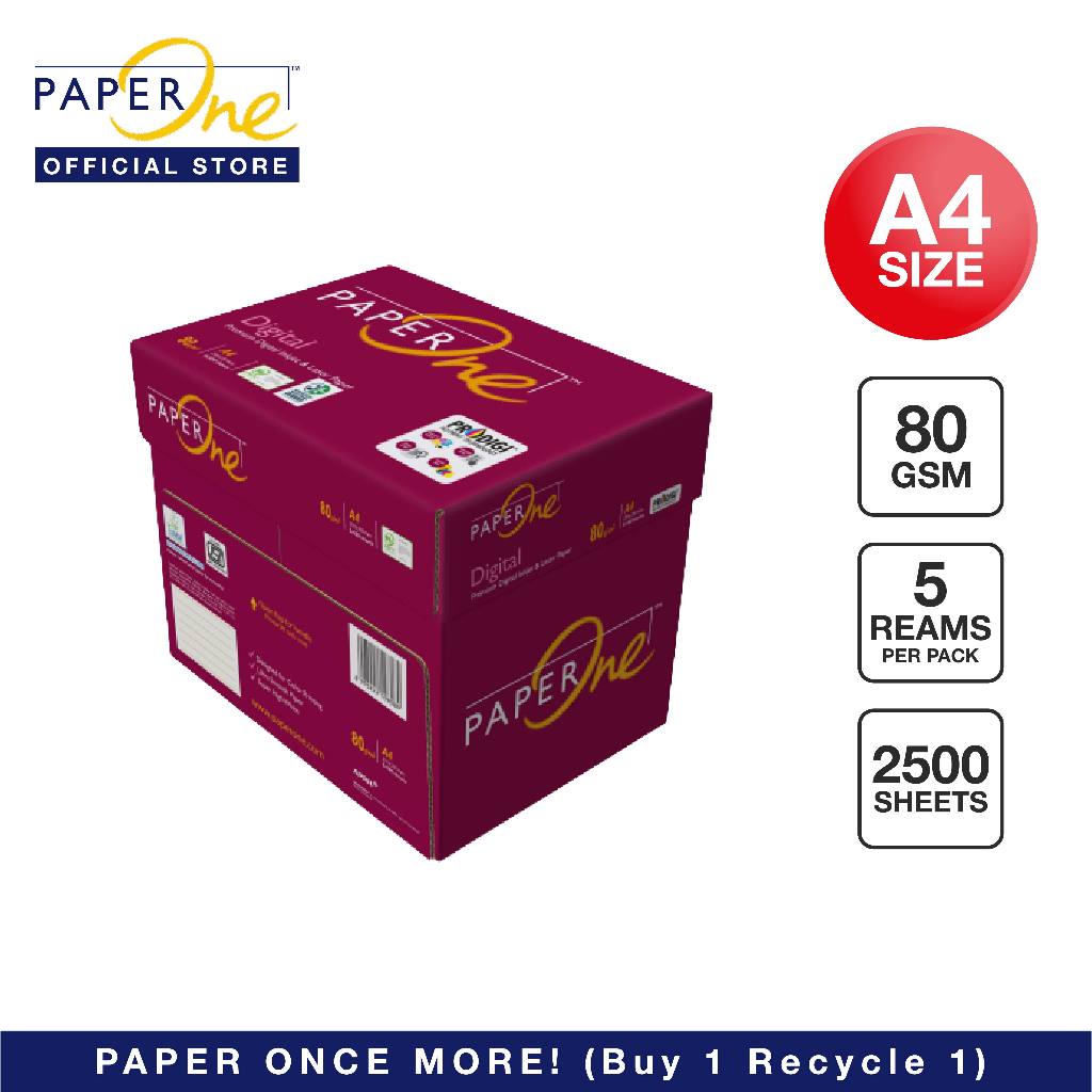 Paperone A4 Digital Carbon Neutral 80gsm 2500 Sheets 5 Reams Shopee