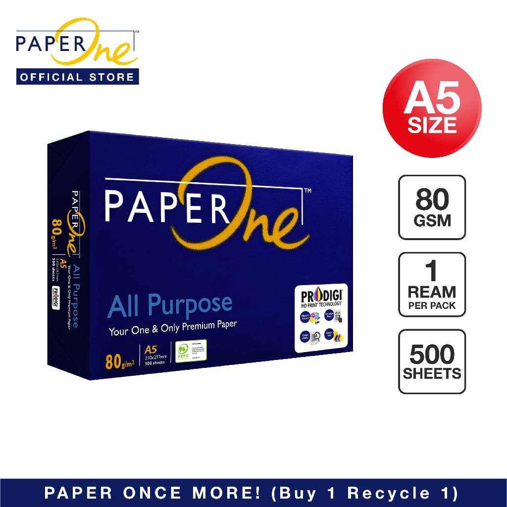 PaperOne A5 All Purpose 80gsm 500 Sheets | Shopee Malaysia