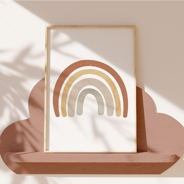 Rainbow poster with frame in Terracotta theme (Nursery Series) in A3/A4 ...