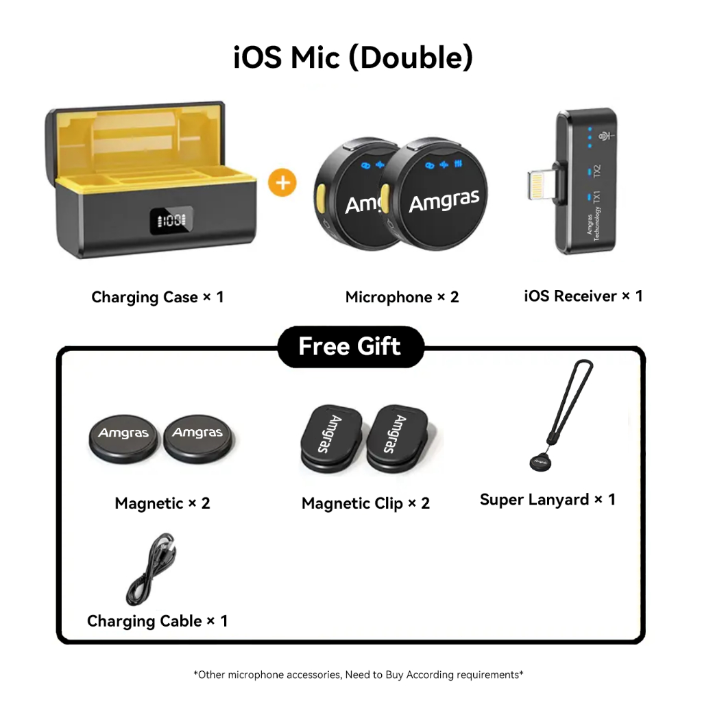 Amgras SoundMeta V Ultra Button Type Wireless Lavalier Microphone With ...