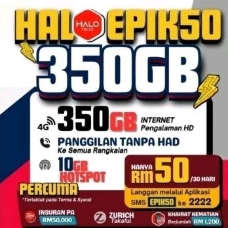 🔥PROMO 350GB SIM HALOTELCO🔥 | Shopee Malaysia