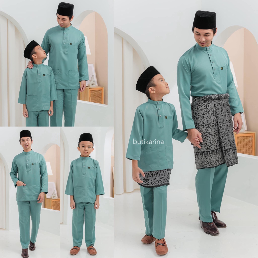 BAJU MELAYU AYAH ANAK WARNA HIJAU PINE GREEN DUSTY GREEN SET SEDONDON ...