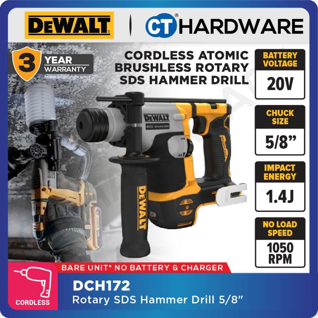 Dewalt Dch172 Cordless Atomic Brushless Sds Rotary Hammer Drill 20v